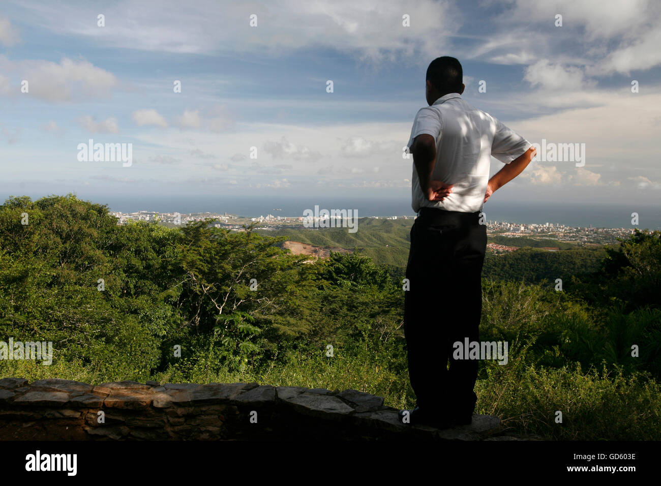 the landscape near the town of La Asuncion on the Isla Margarita in the ...