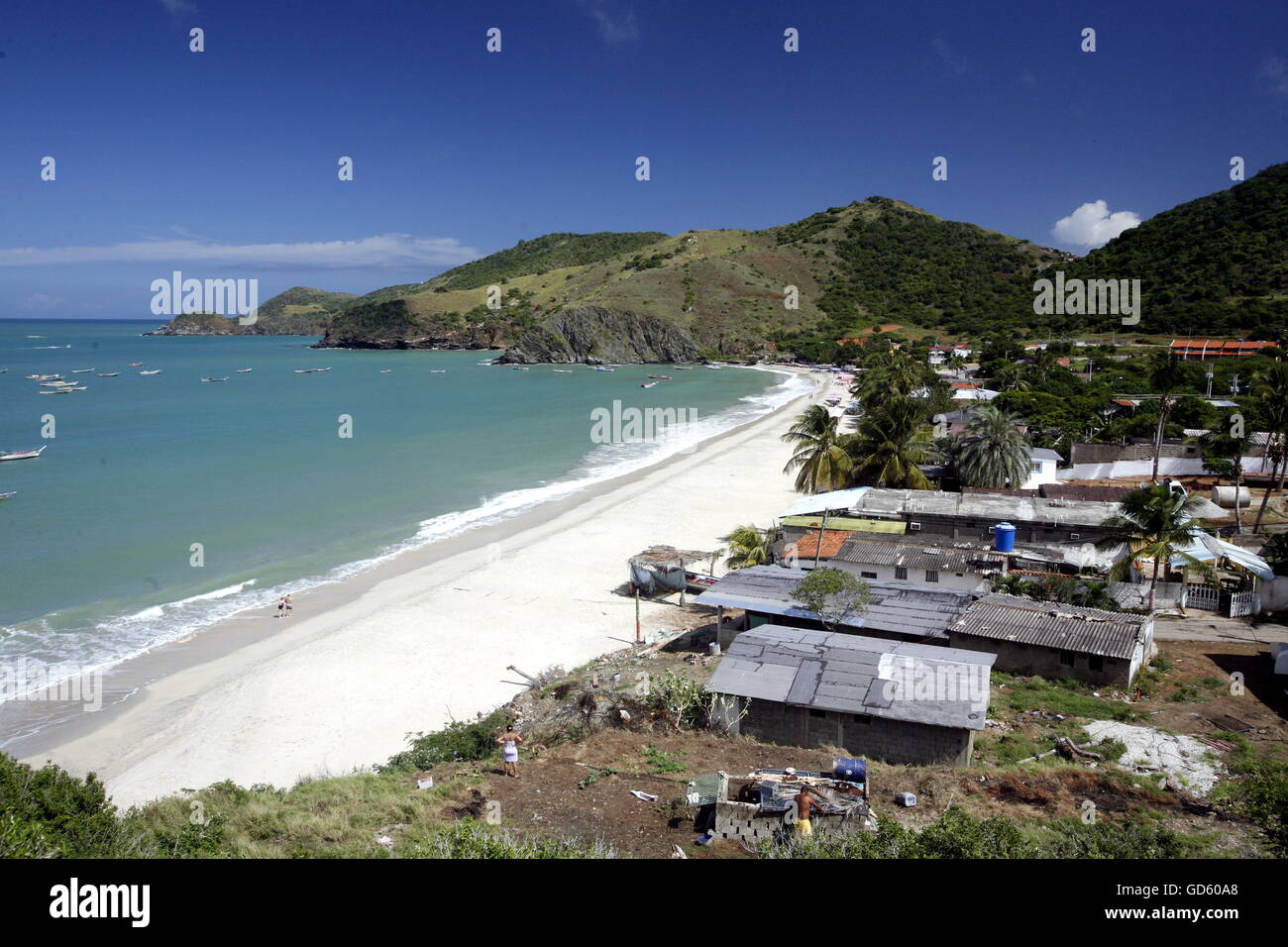 the Coast at the beach in the town of Manzanillo on the Isla Margarita ...