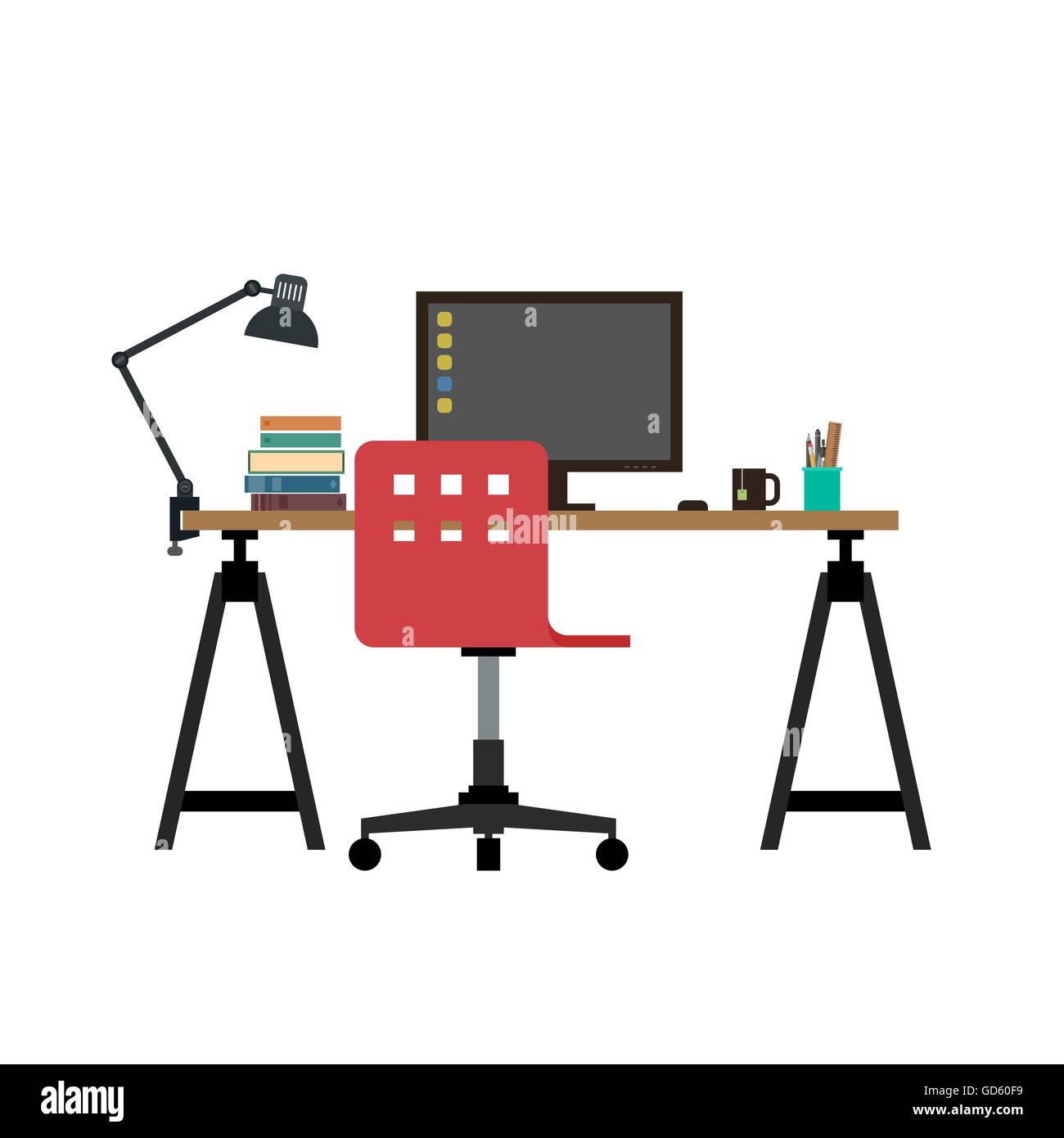 Dirty desk office Stock Vector Images - Alamy