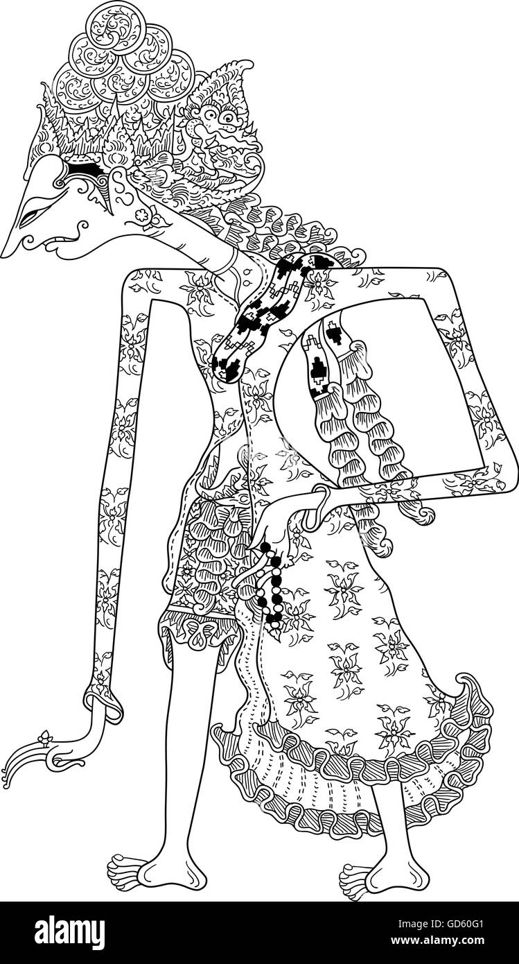 Resi Rawatmaja, a character of traditional puppet show, wayang kulit ...