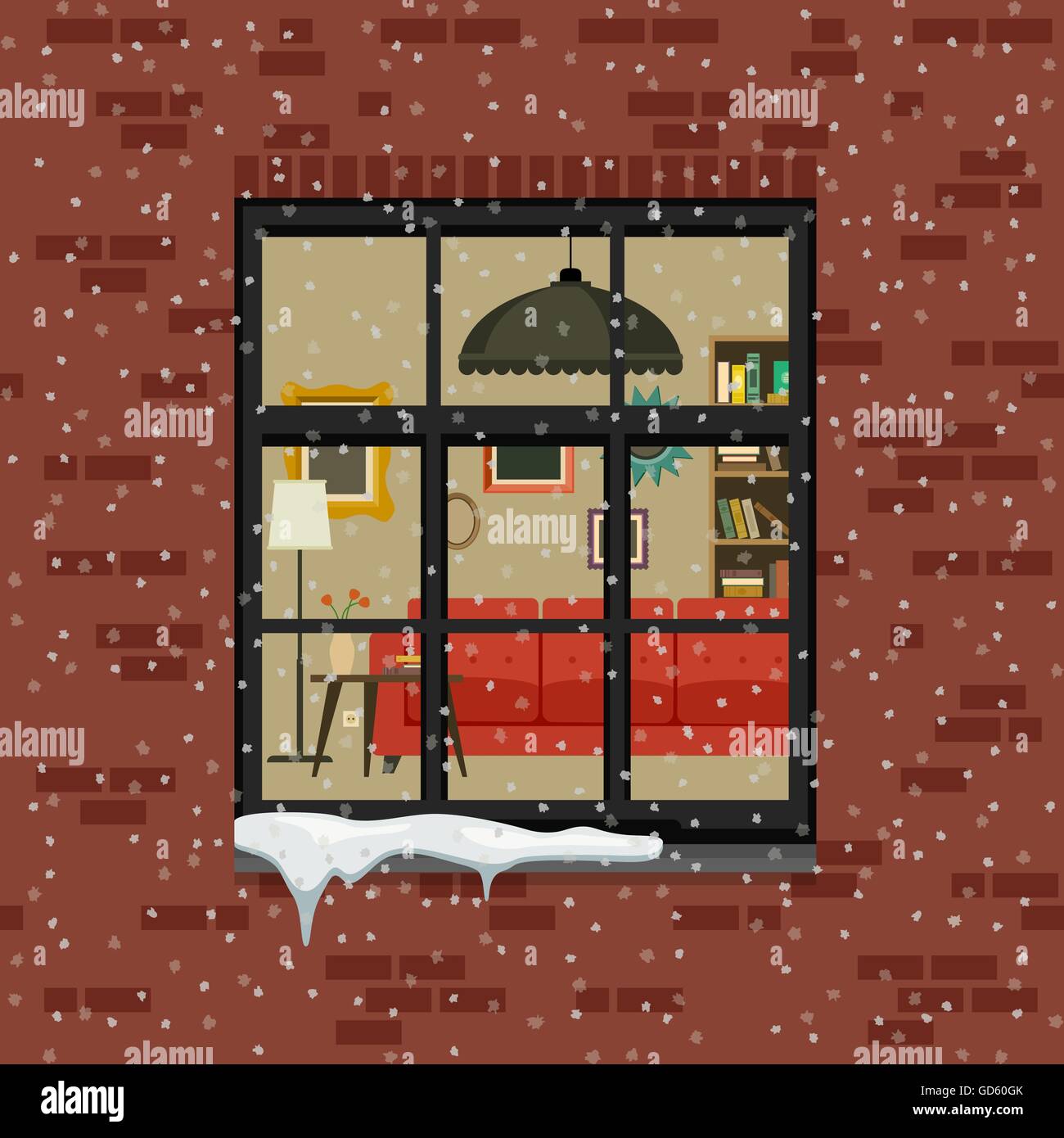 Snowfall outside window Stock Vector Images - Alamy