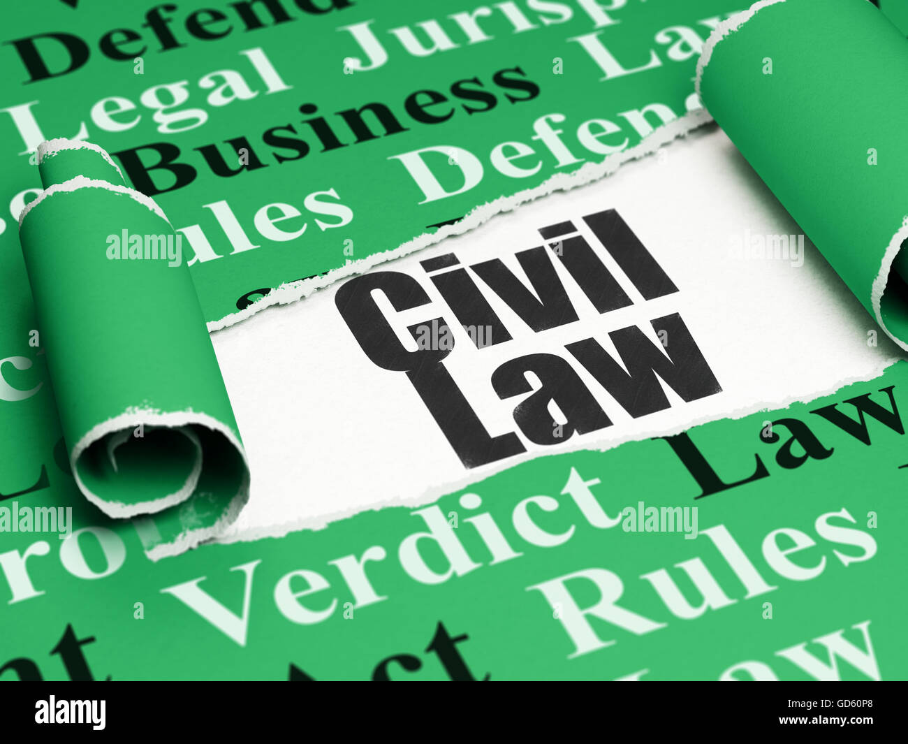 Law concept: black text Civil Law under the piece of torn paper Stock ...