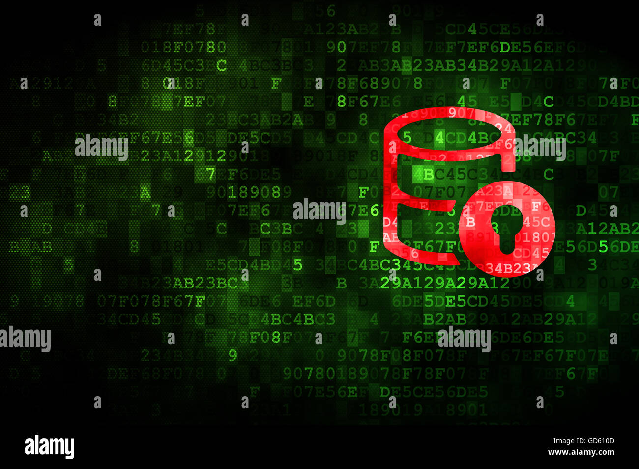 Programming concept: Database With Lock on digital background Stock ...