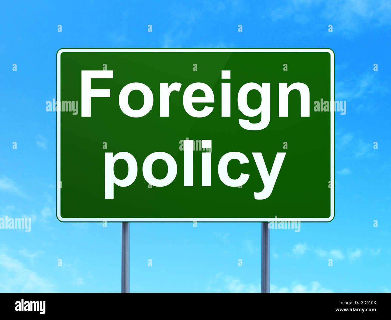Political concept: Foreign Policy on road sign background Stock Photo ...