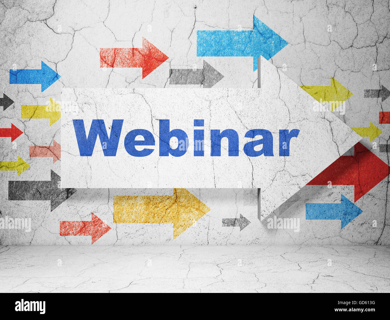 Learning concept: arrow with Webinar on grunge wall background Stock ...