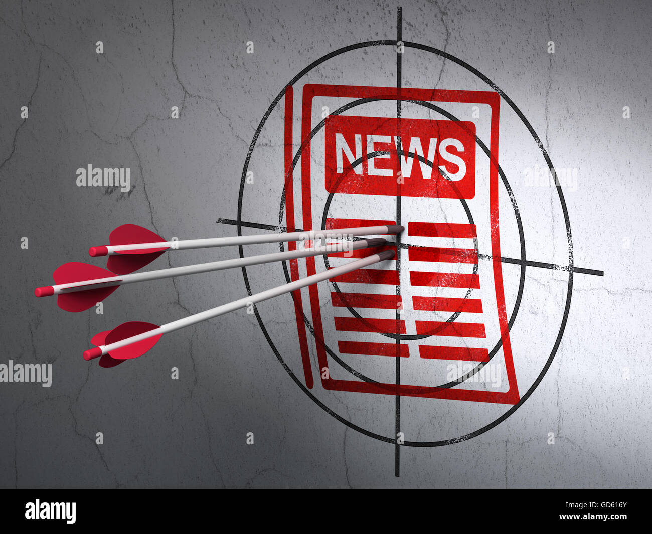 News concept: arrows in Newspaper target on wall background Stock Photo ...