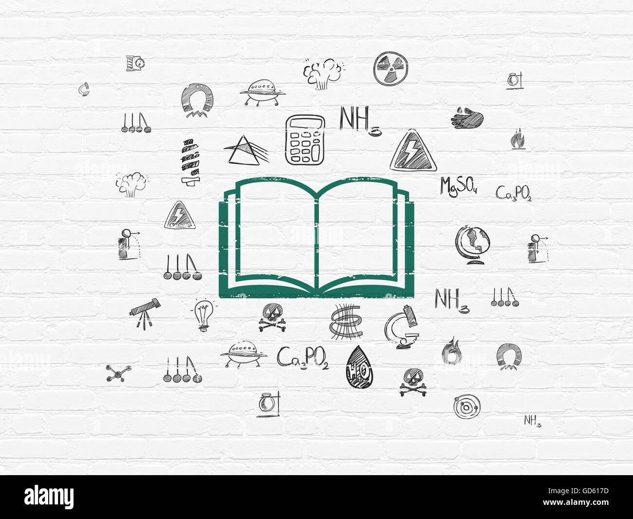 Science concept: Book on wall background Stock Photo - Alamy