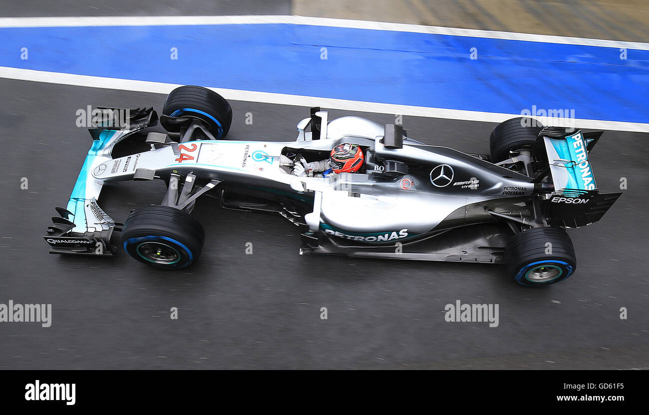Mercedes GP's Esteban Ocon during mid season testing at Silverstone ...