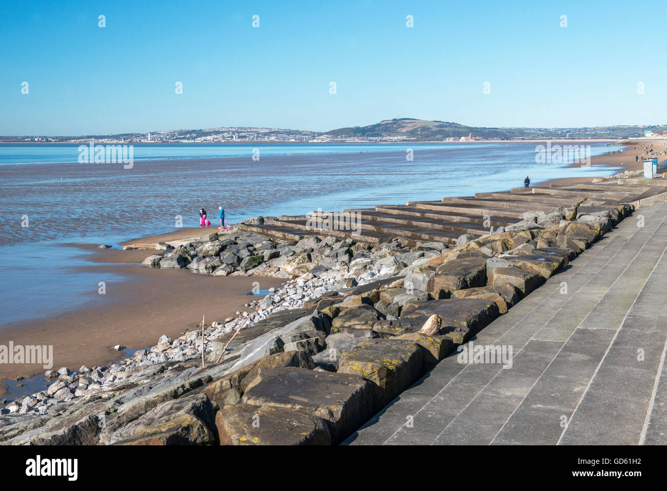 Aberavon Beach and Swansea Bay on the South Wales coast on a sunny ...