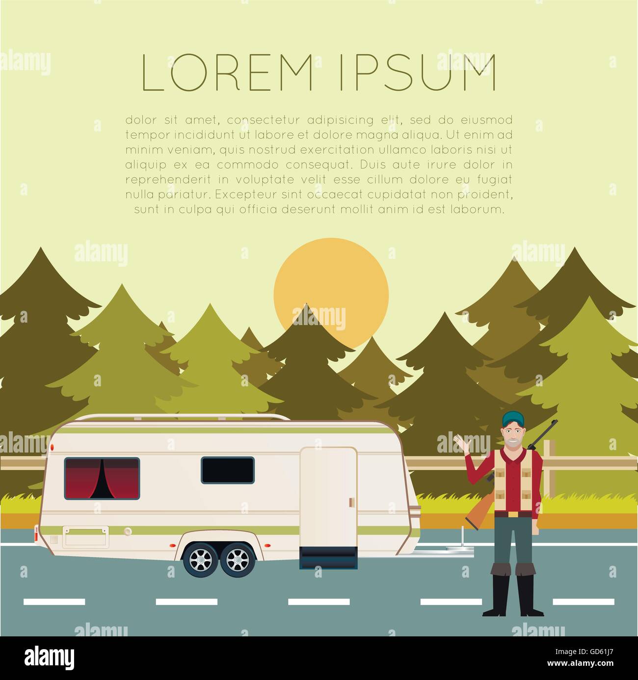 Man in forest with weapon drawing Stock Vector Images - Alamy