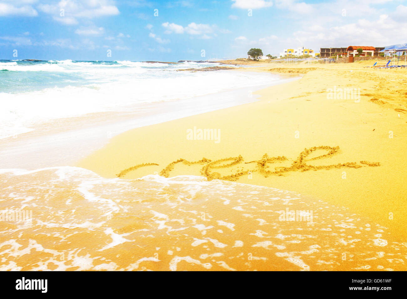 Malia beach, Crete, Greece Stock Photo - Alamy