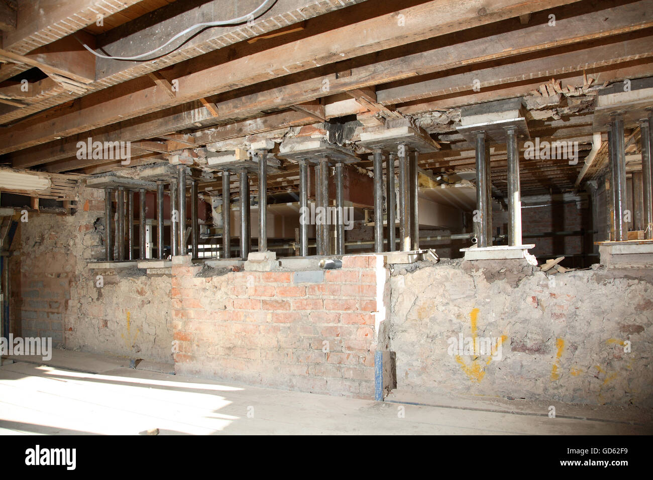 A Victorian Gallery building in supported on temporary props to allow ...