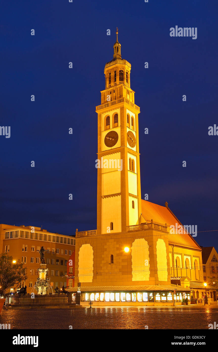 Augsburg, Rathausplatz, Town Hall Square, Perlach Tower, Romantic Road ...