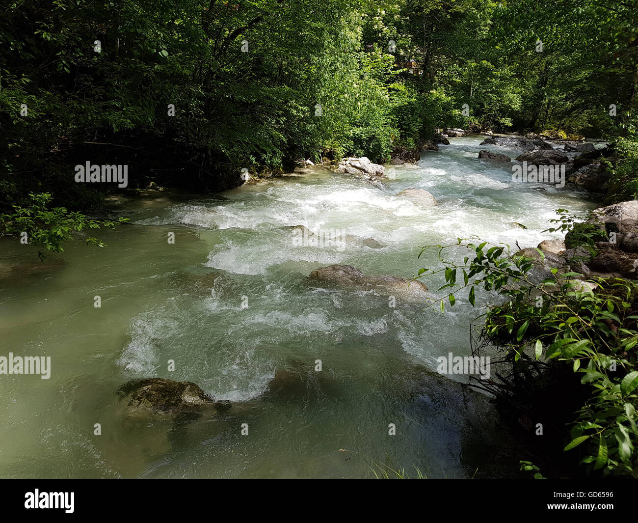 Ramsauer Ache, Ablauf, Hintersee, Fliessgewaesser Stock Photo - Alamy