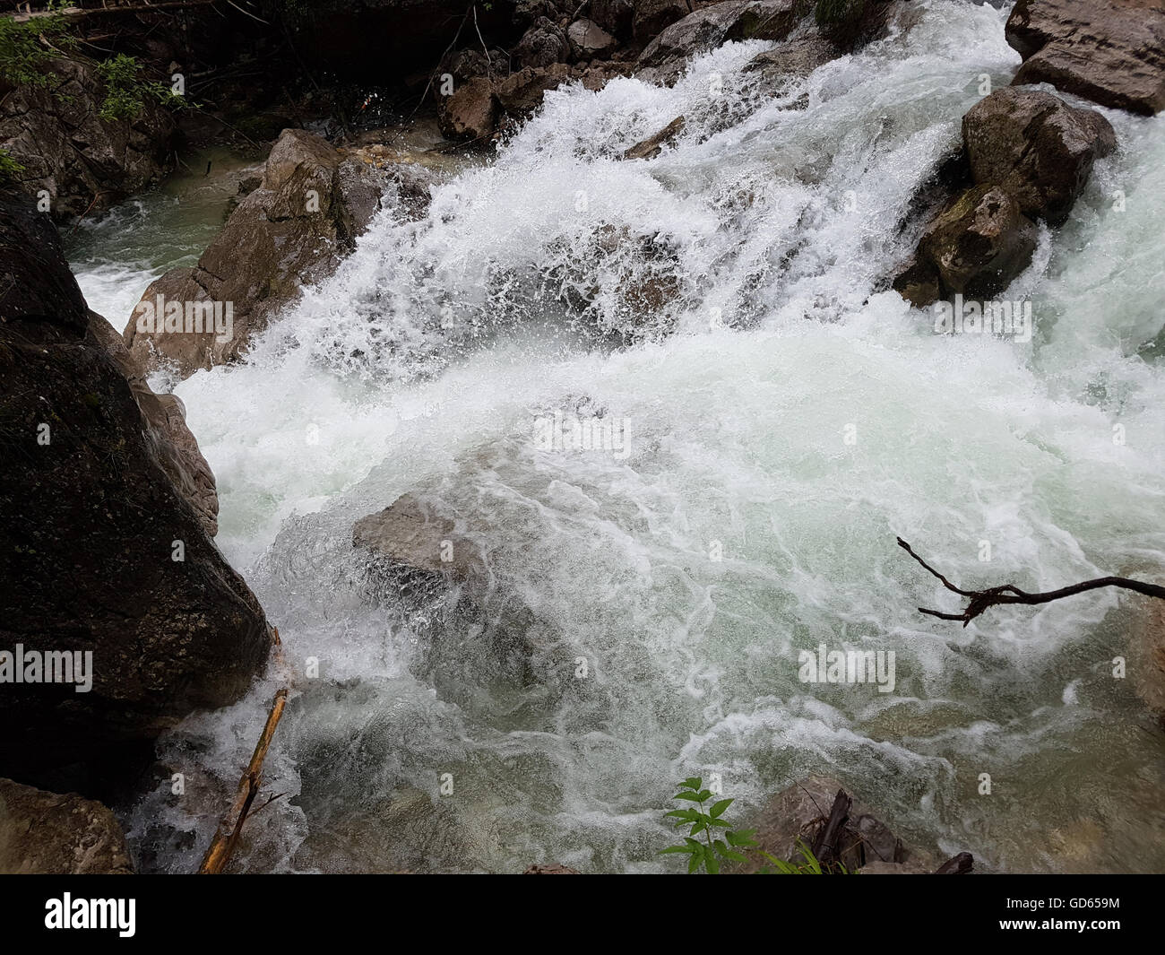 Ramsauer Ache, Ablauf, Hintersee, Fliessgewaesser Stock Photo - Alamy