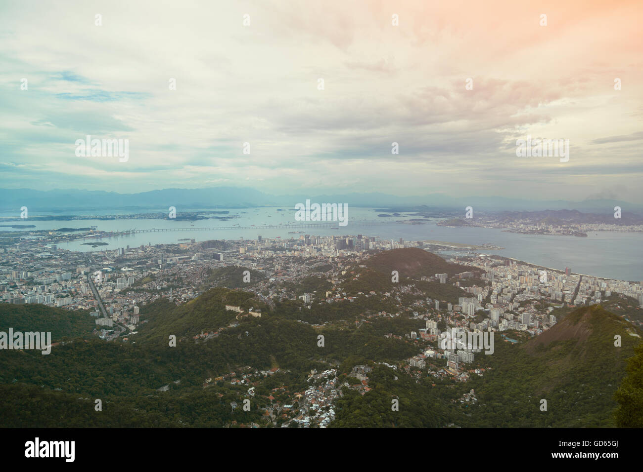 Wide view from above of Rio de Janeiro, Brasil, sunset Stock Photo - Alamy