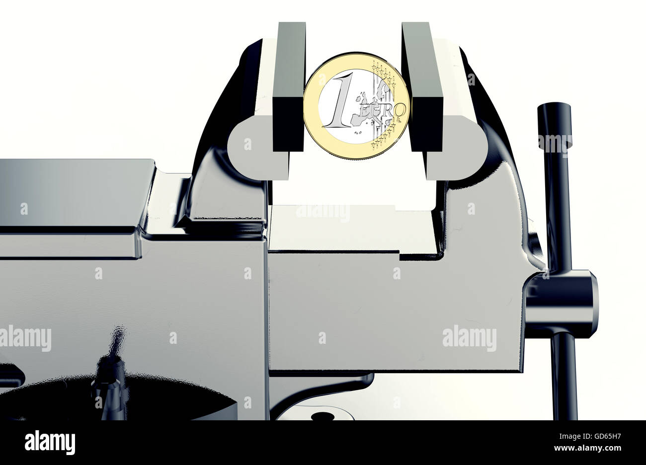vise is holding and squeezing euro coin, 3d illustration Stock Photo ...