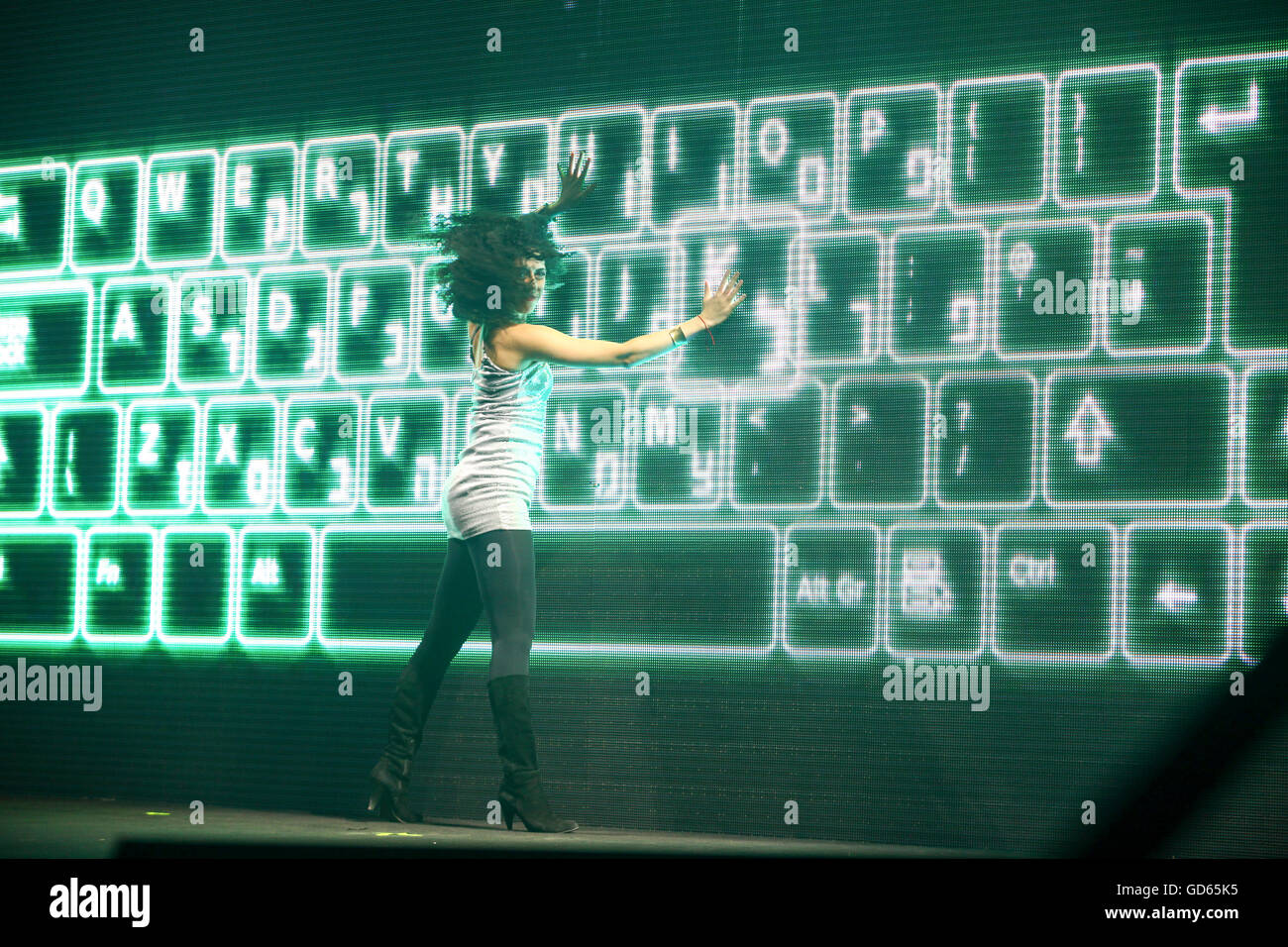 Female Contemporary Dancer performs in front of a computer keyboard ...