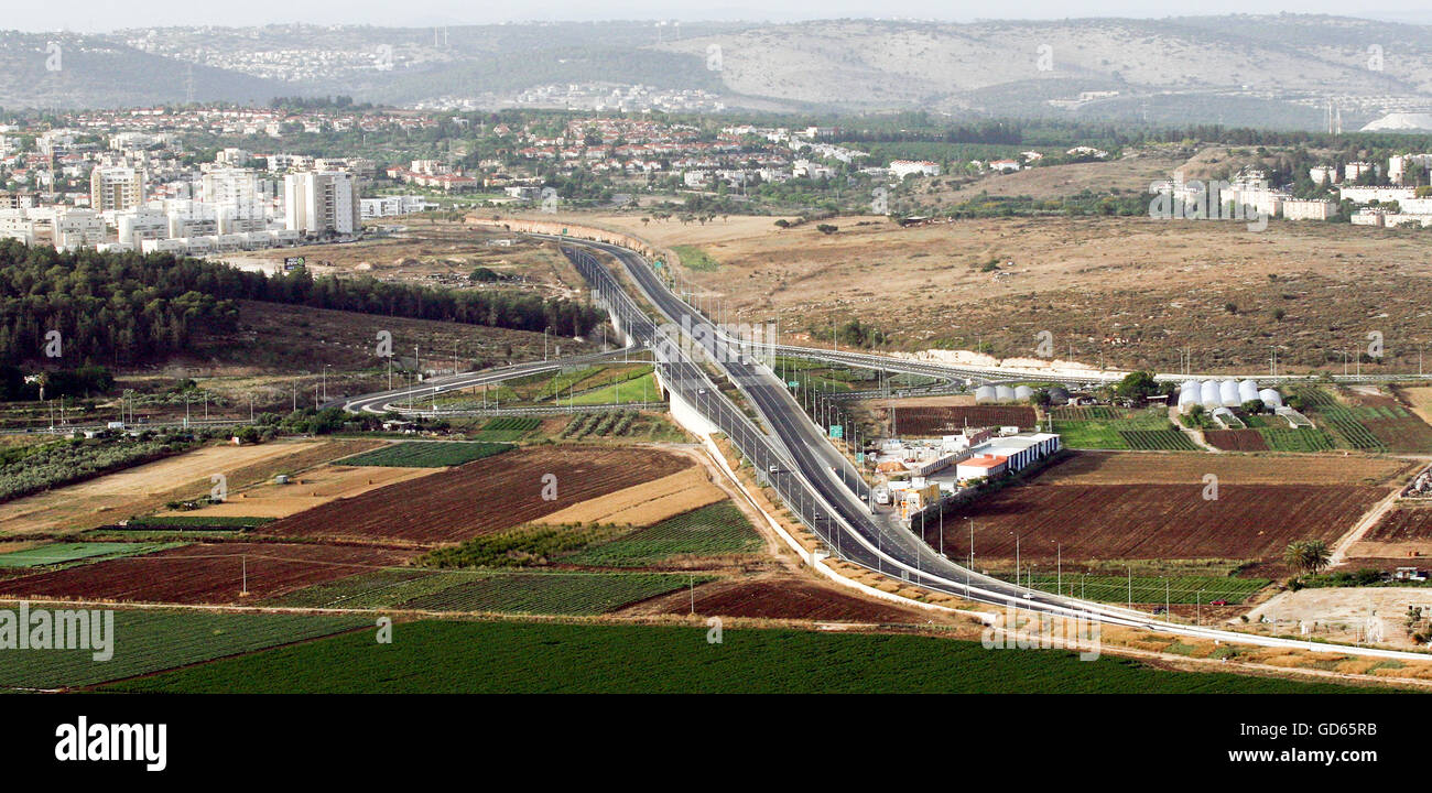 Aerial view of Galam interchange on highway 79 near Kiryat Ata Stock ...