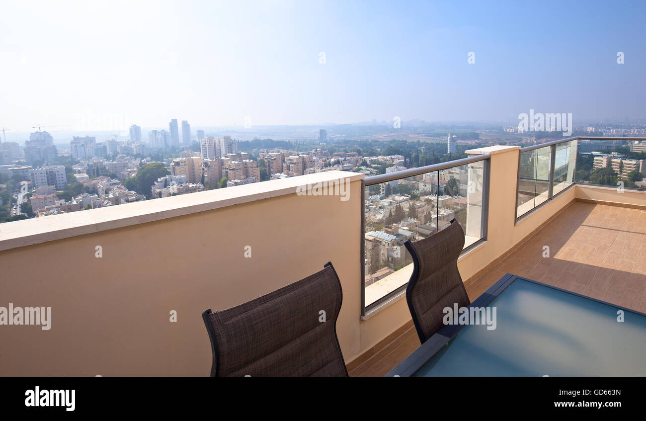 High end balcony in downtown of modern city Stock Photo - Alamy