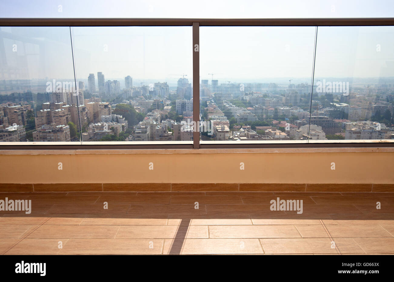 High end balcony in downtown of modern city Stock Photo - Alamy