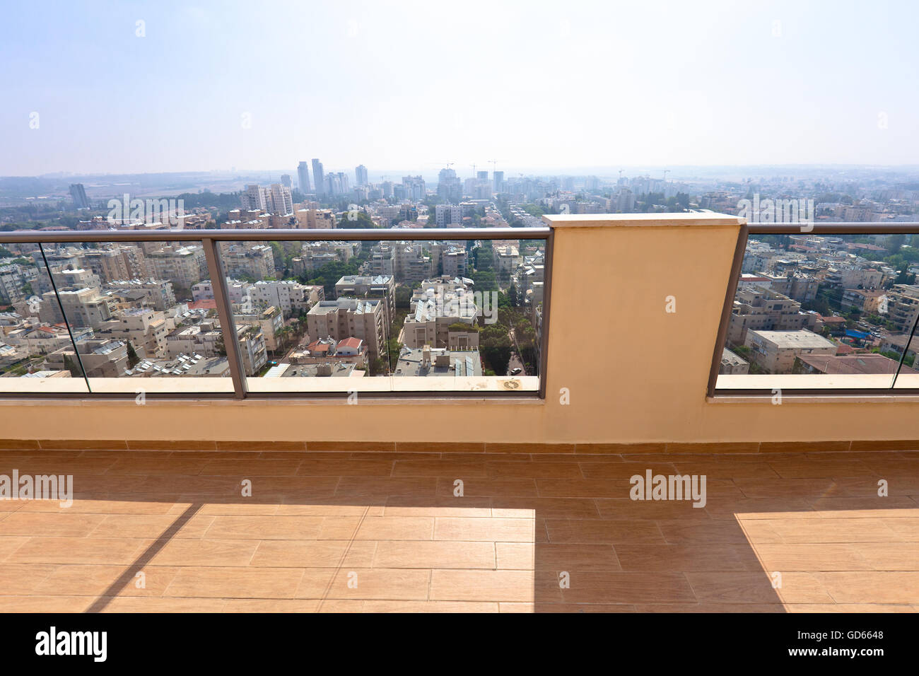 High end balcony in downtown of modern city Stock Photo - Alamy