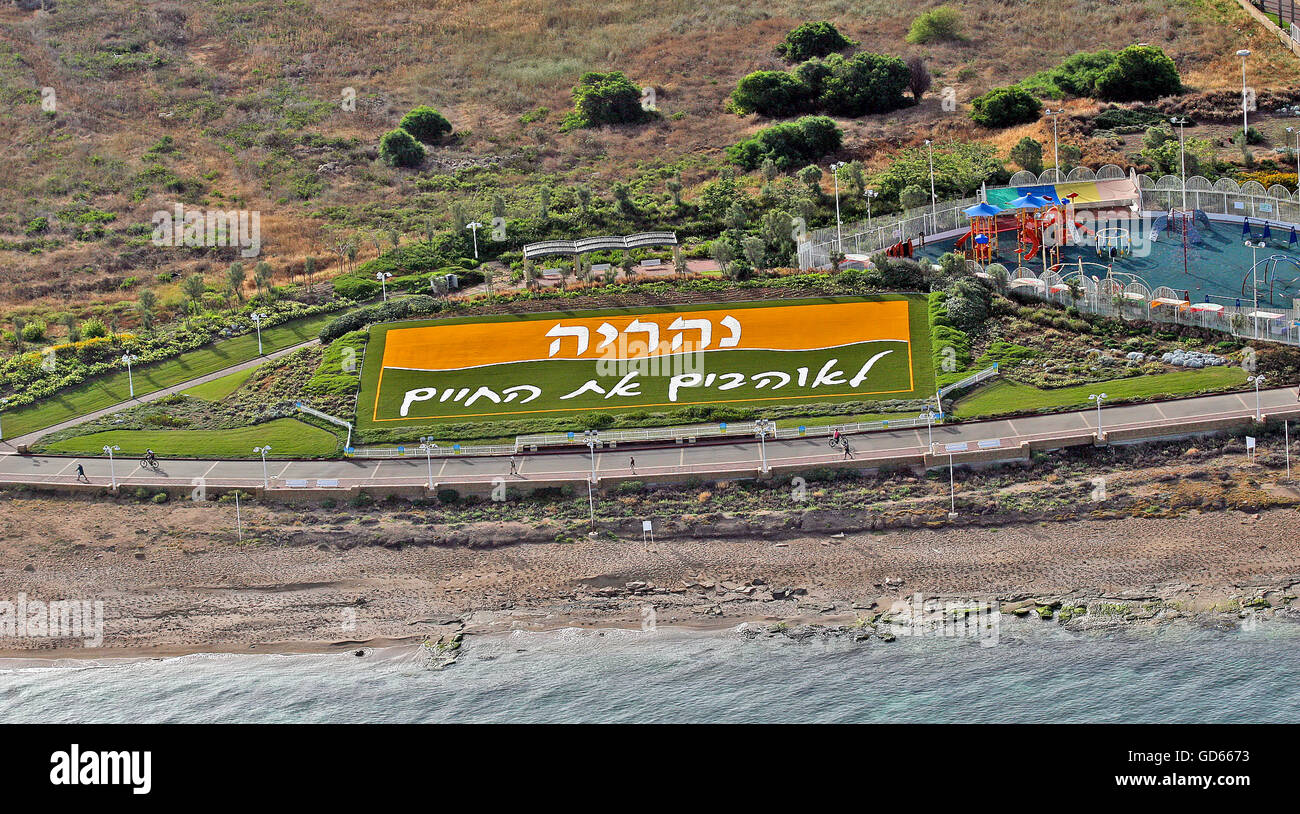 Aerial view of the Nahariya promenade, Western Galilee, Israel Stock ...
