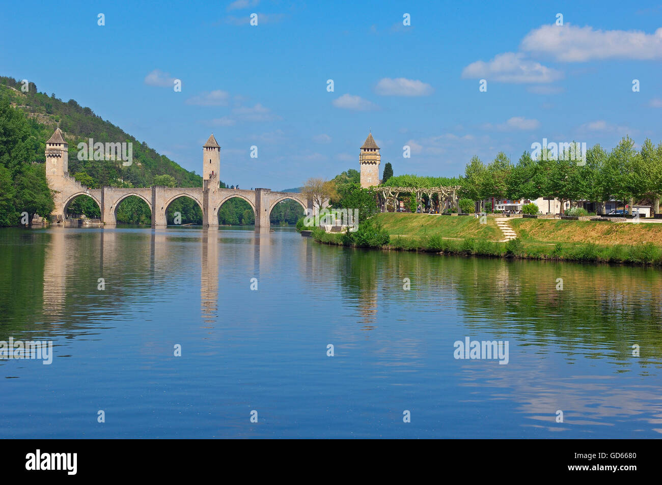 Cahors, Valentre bridge, Pont Valentre, Lot River, Lot departament ...