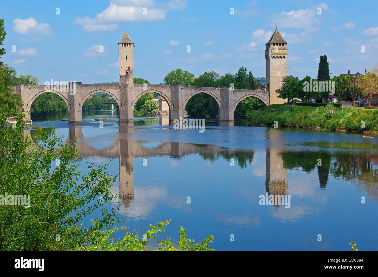 Cahors, Valentre bridge, Pont Valentre, Lot River, Lot departament ...