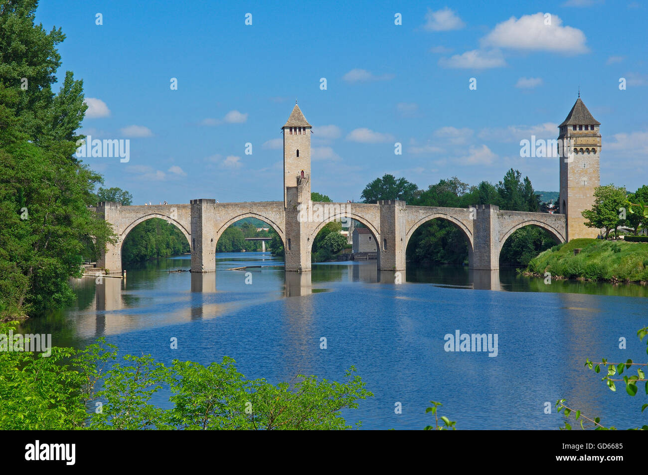 Cahors, Valentre bridge, Pont Valentre, Lot River, Lot departament ...