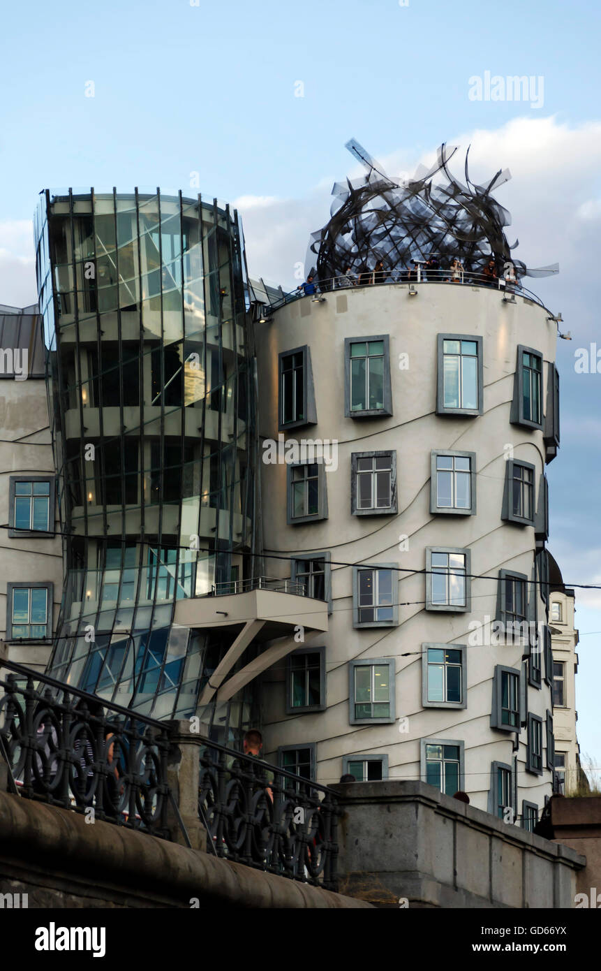 The Dancing Building (Tancici dum) by the River Vitava in the centre of ...