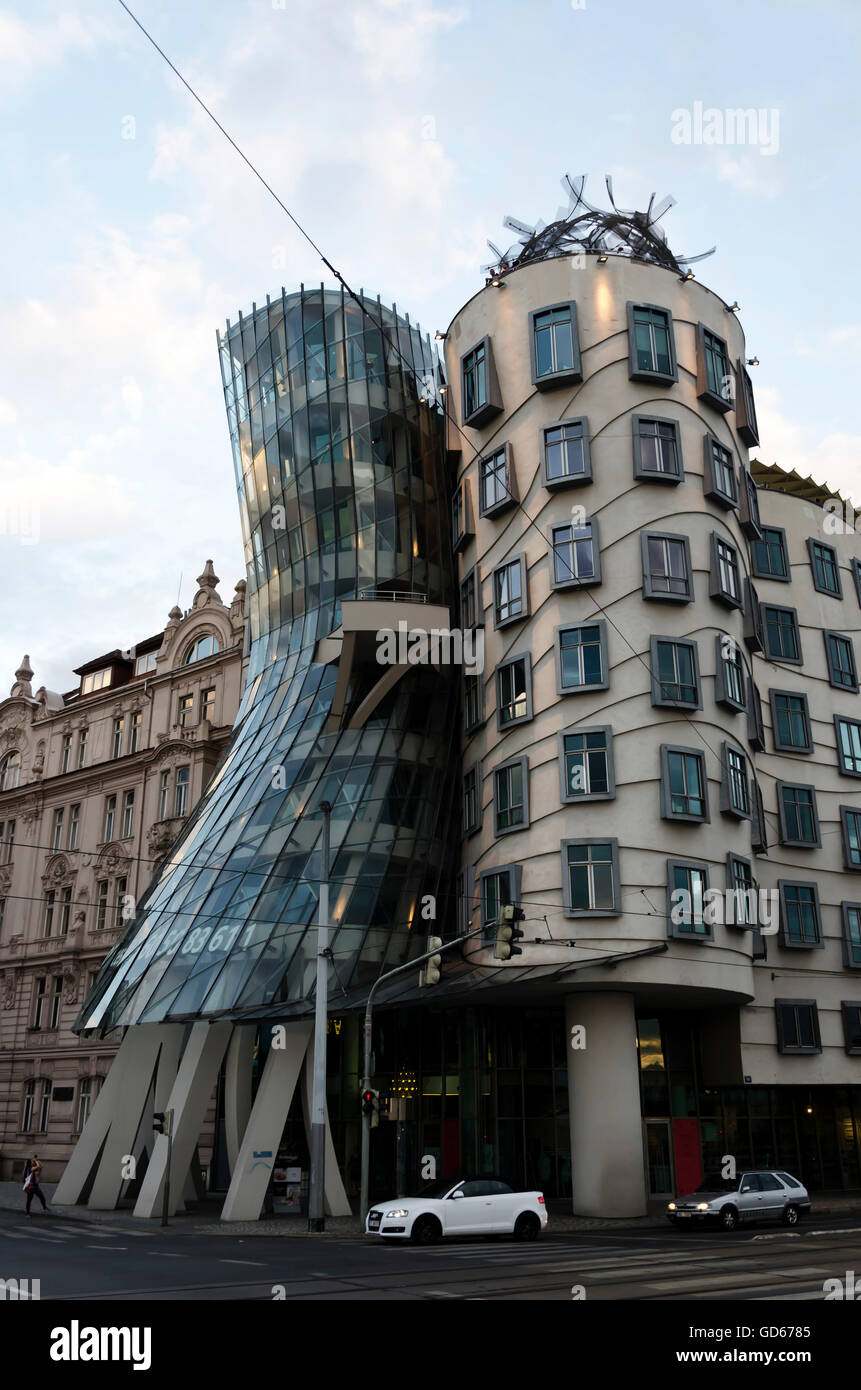 The Dancing Building (Tancici dum) by the River Vitava in the centre of ...