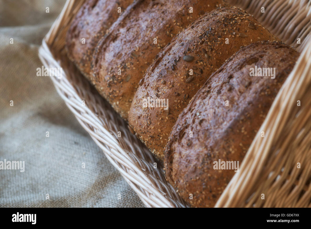 Bread loaves packed in a bread basket Stock Photo - Alamy