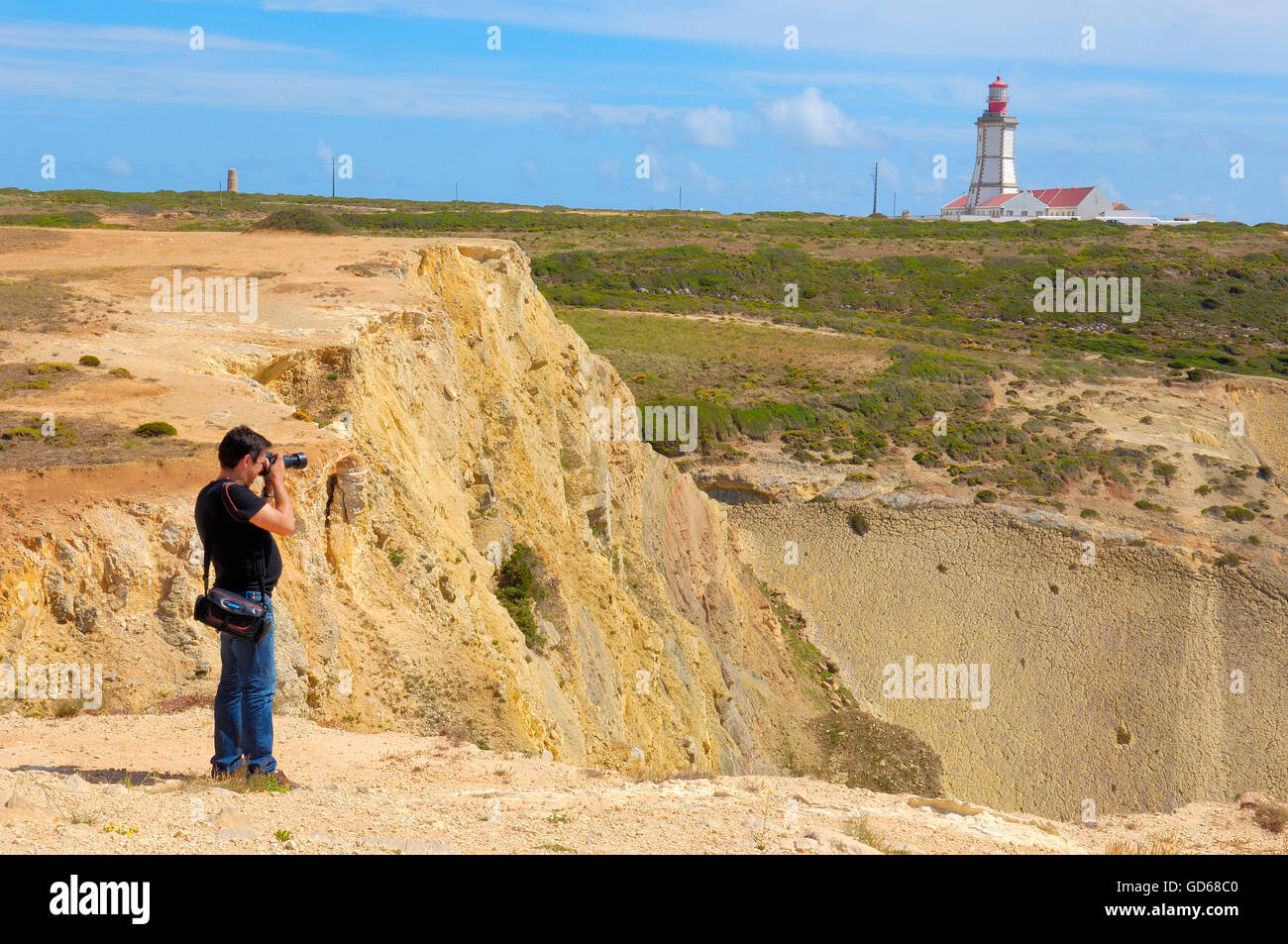 Espichel Cape, Cabo Espichel, lighthouse, Sesimbra, Setubal district, Portugal Stock Photo - Alamy