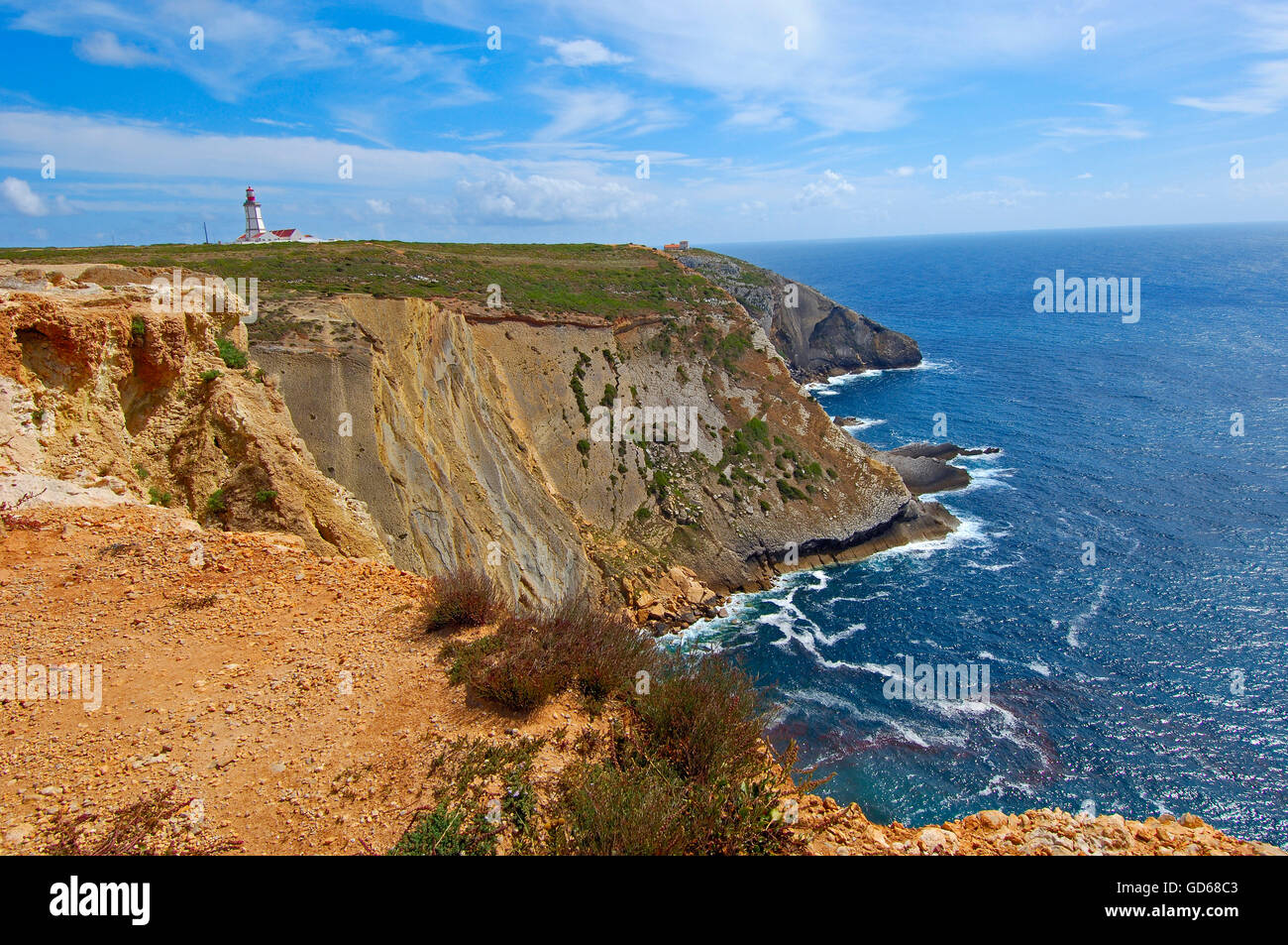 Espichel Cape, Cabo Espichel, lighthouse, Sesimbra, Setubal district, Portugal Stock Photo - Alamy