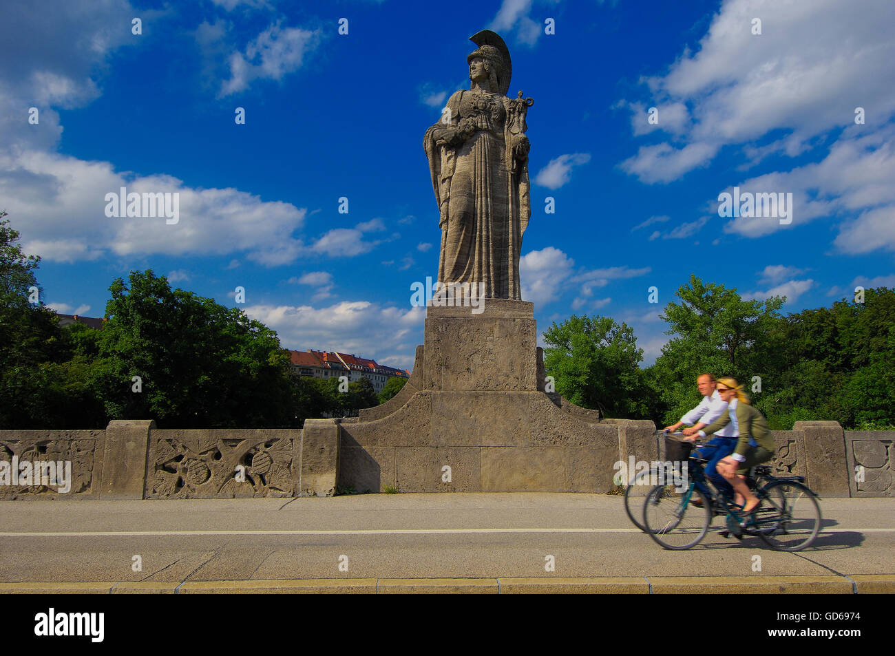 Maximilian Bridge, Pallas Athena Statue, Maximilianstrasse, Munich ...