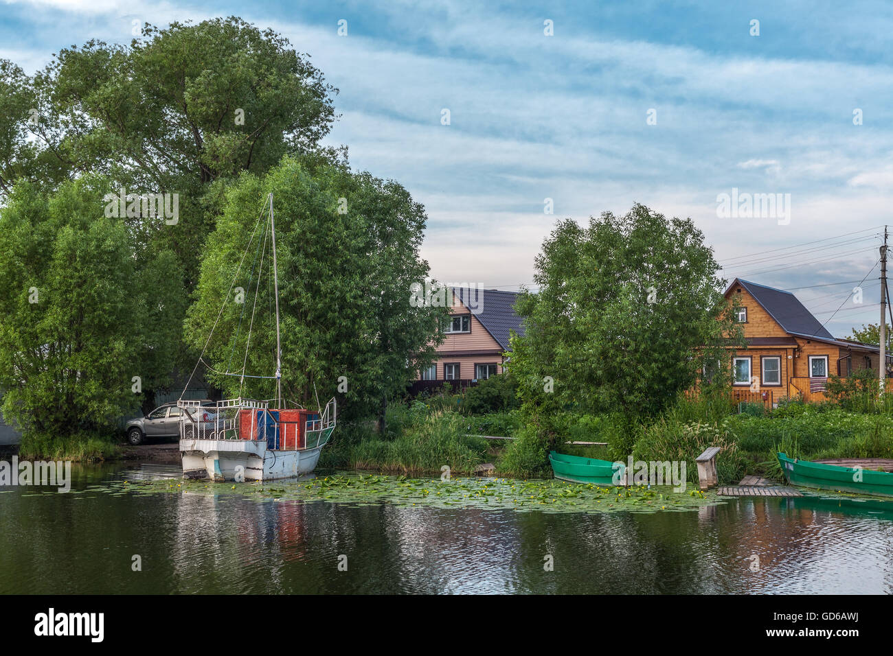 Summer evening on river bank hi-res stock photography and images - Alamy