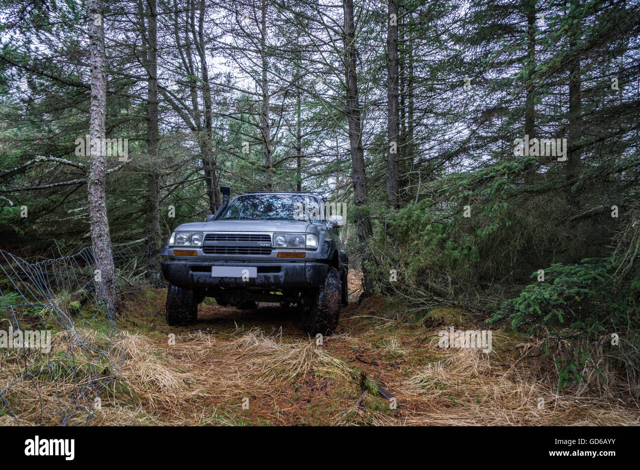 Classic Toyota Landcruiser offroad driving Stock Photo - Alamy