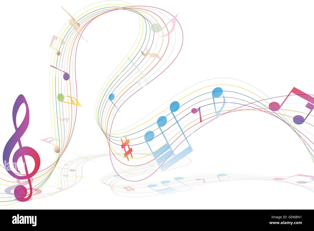 Musical Design Elements From Music Staff With Treble Clef And Notes in ...