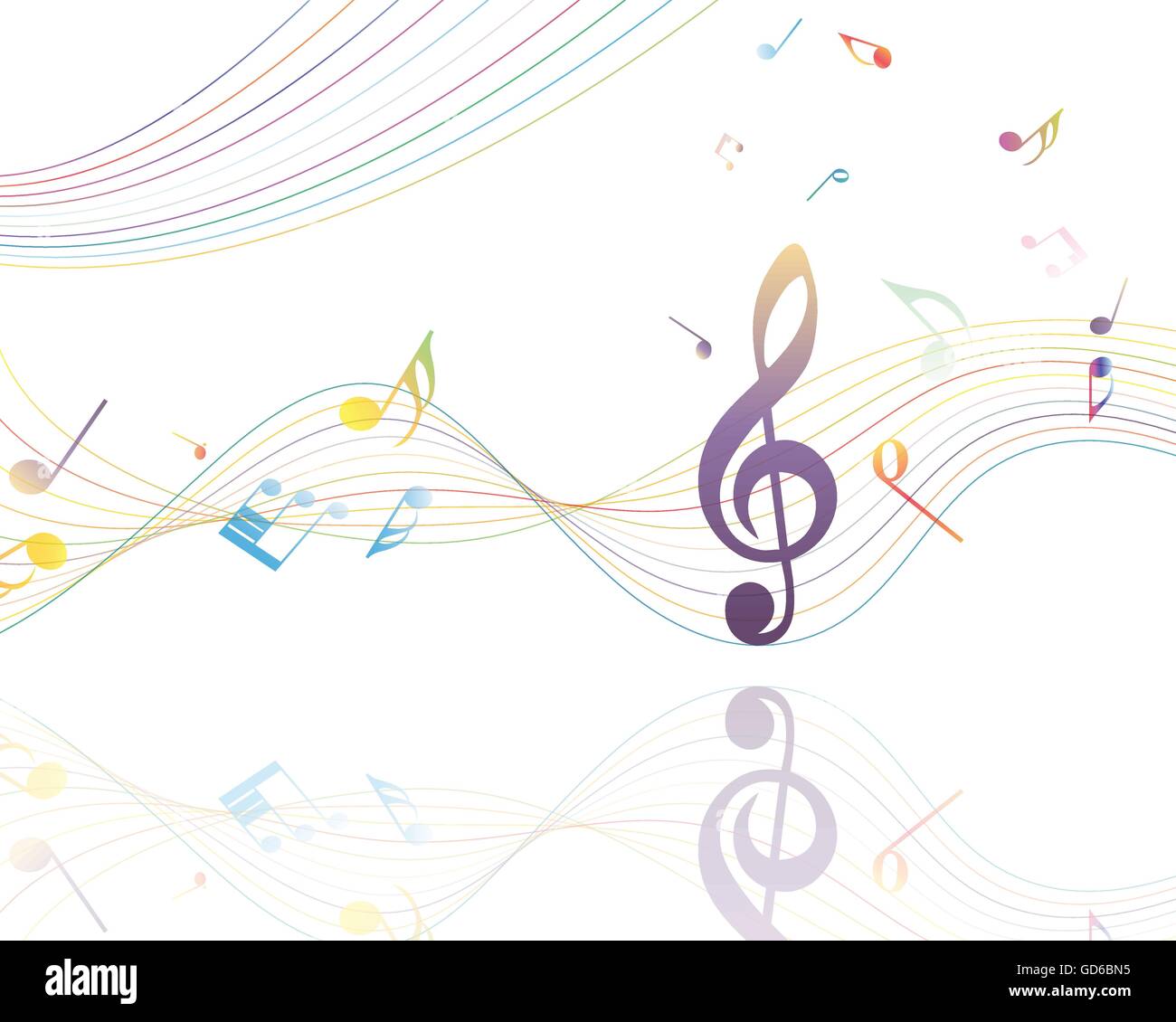 Musical Design Elements From Music Staff With Treble Clef And Notes in ...