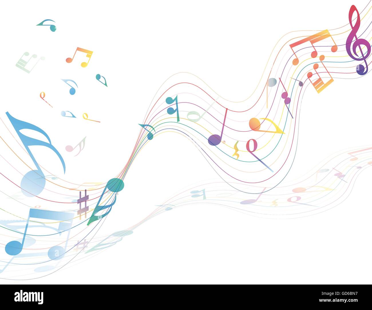 Musical Design Elements From Music Staff With Treble Clef And Notes in ...