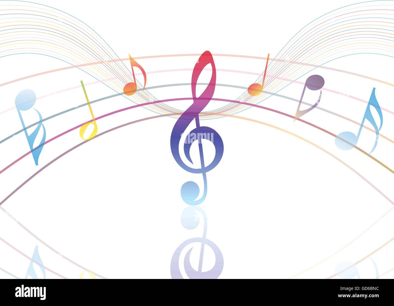 Colorful Music Notes On A Staff