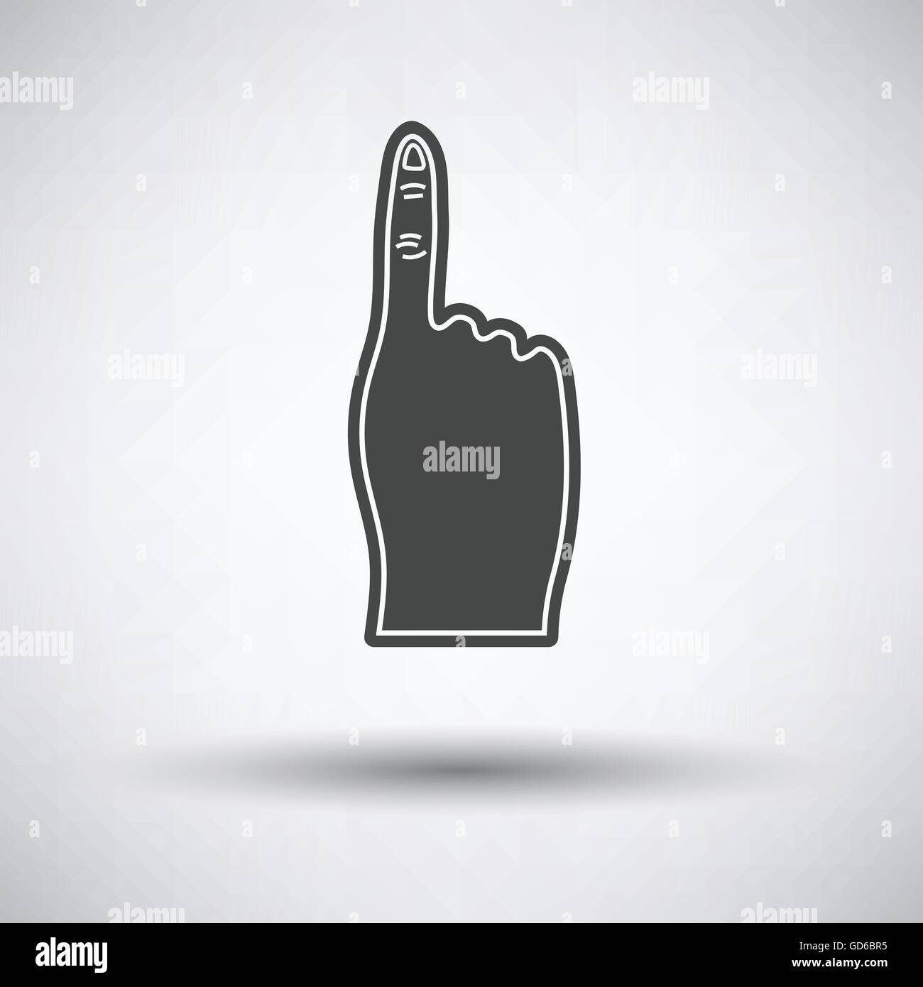 Fans foam finger icon on gray background, round shadow. Vector ...