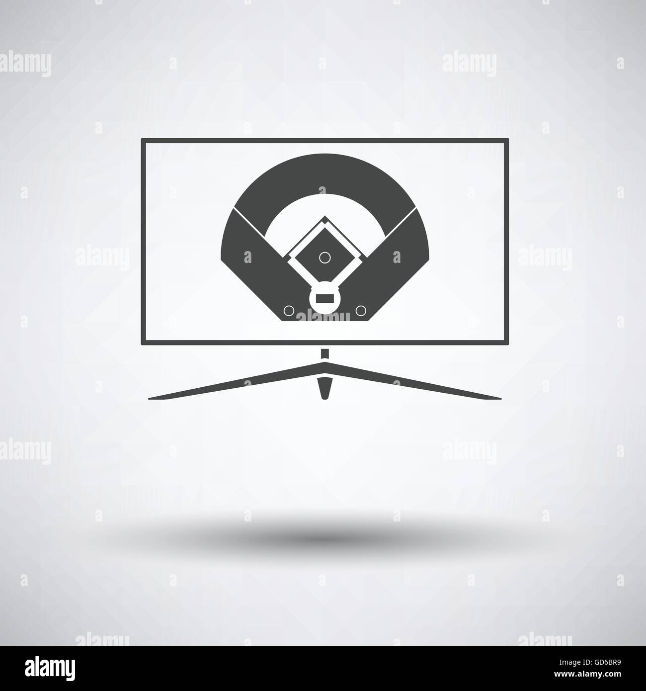 Baseball tv translation icon on gray background, round shadow. Vector ...