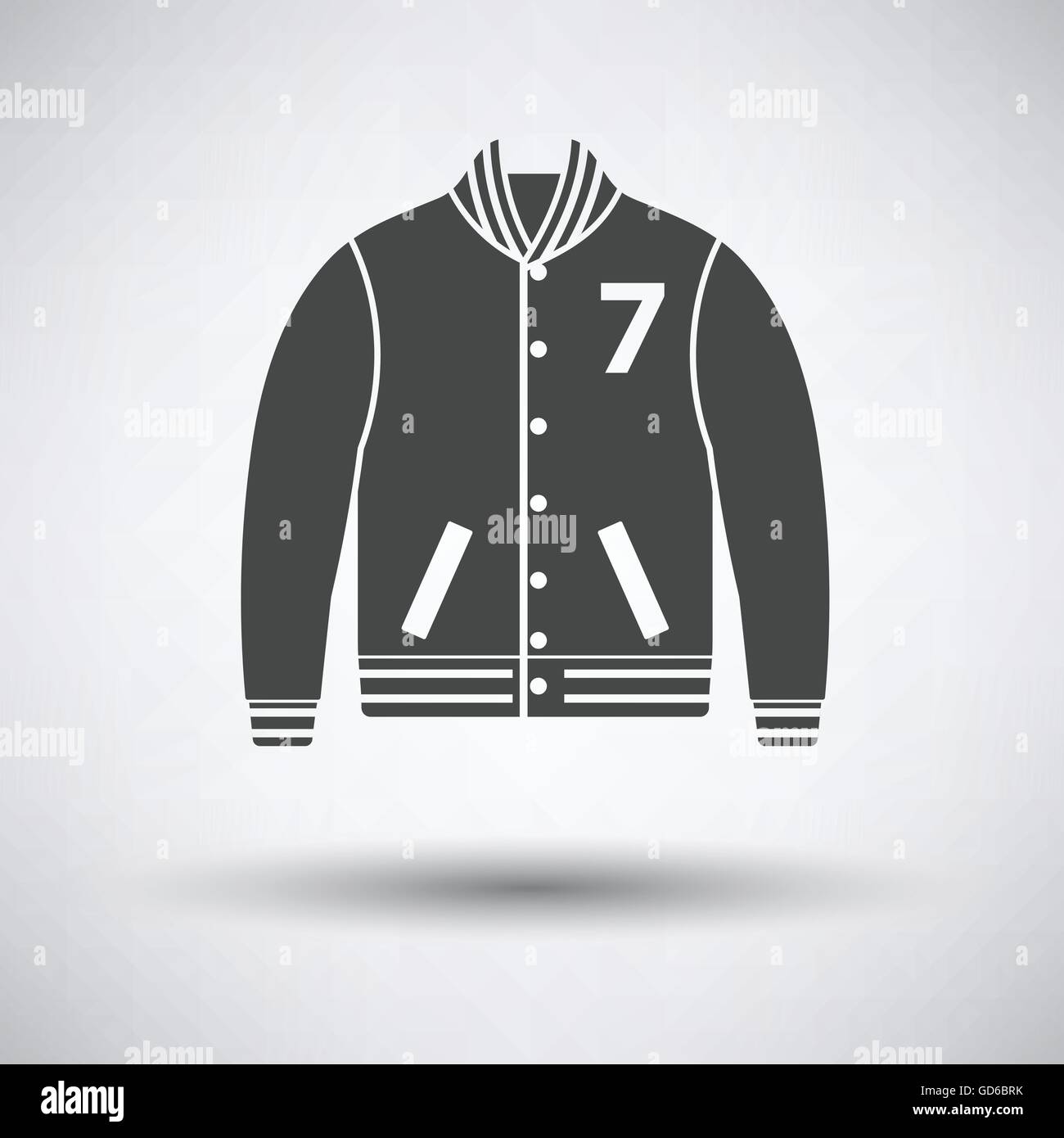 Baseball jacket icon on gray background, round shadow. Vector ...