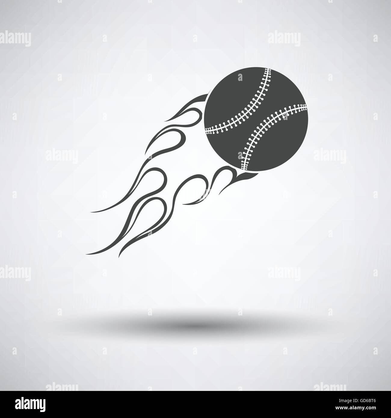 Baseball fire ball icon on gray background, round shadow. Vector ...