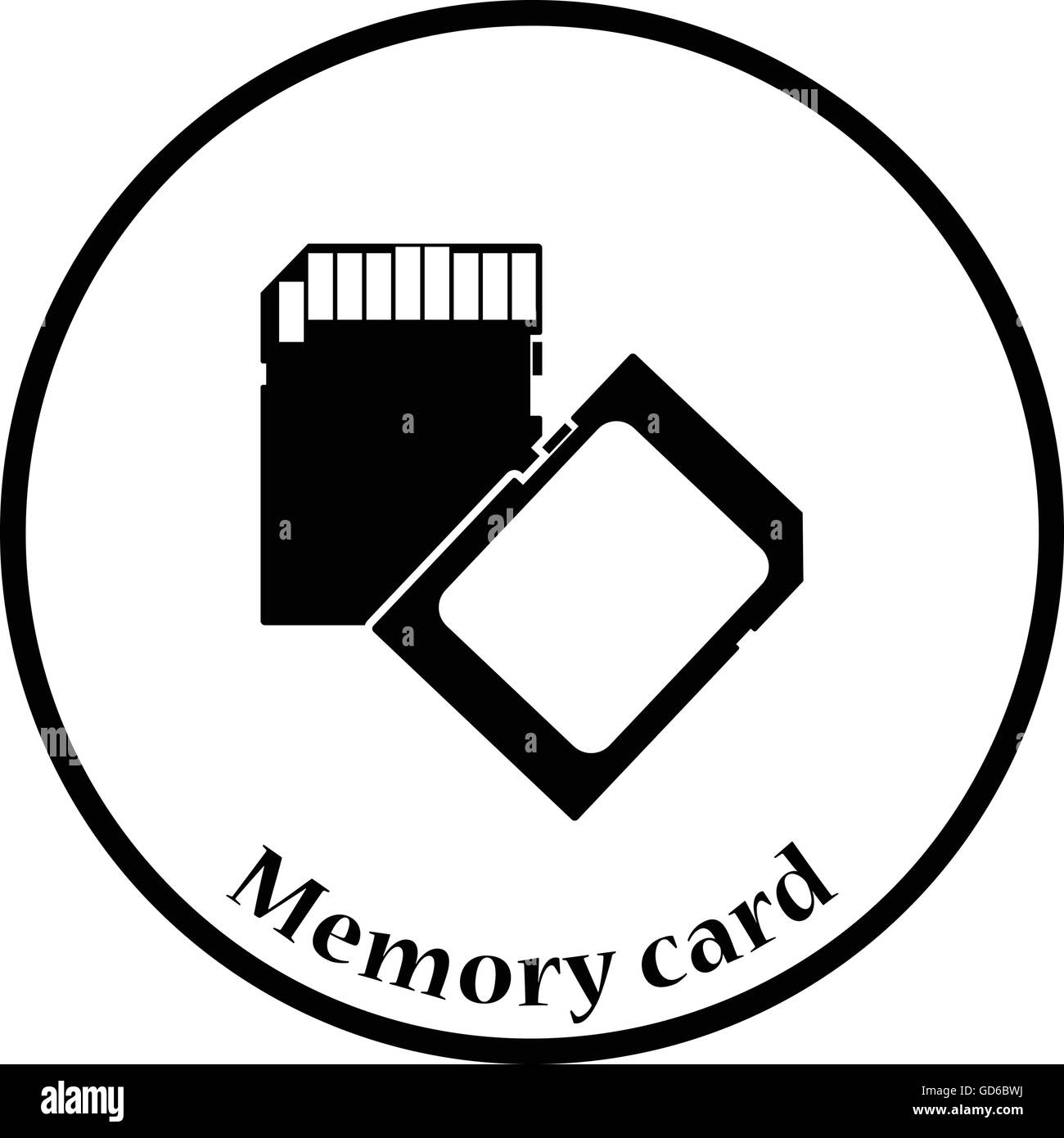Memory card icon. Flat color design. Vector illustration. Thin circle ...