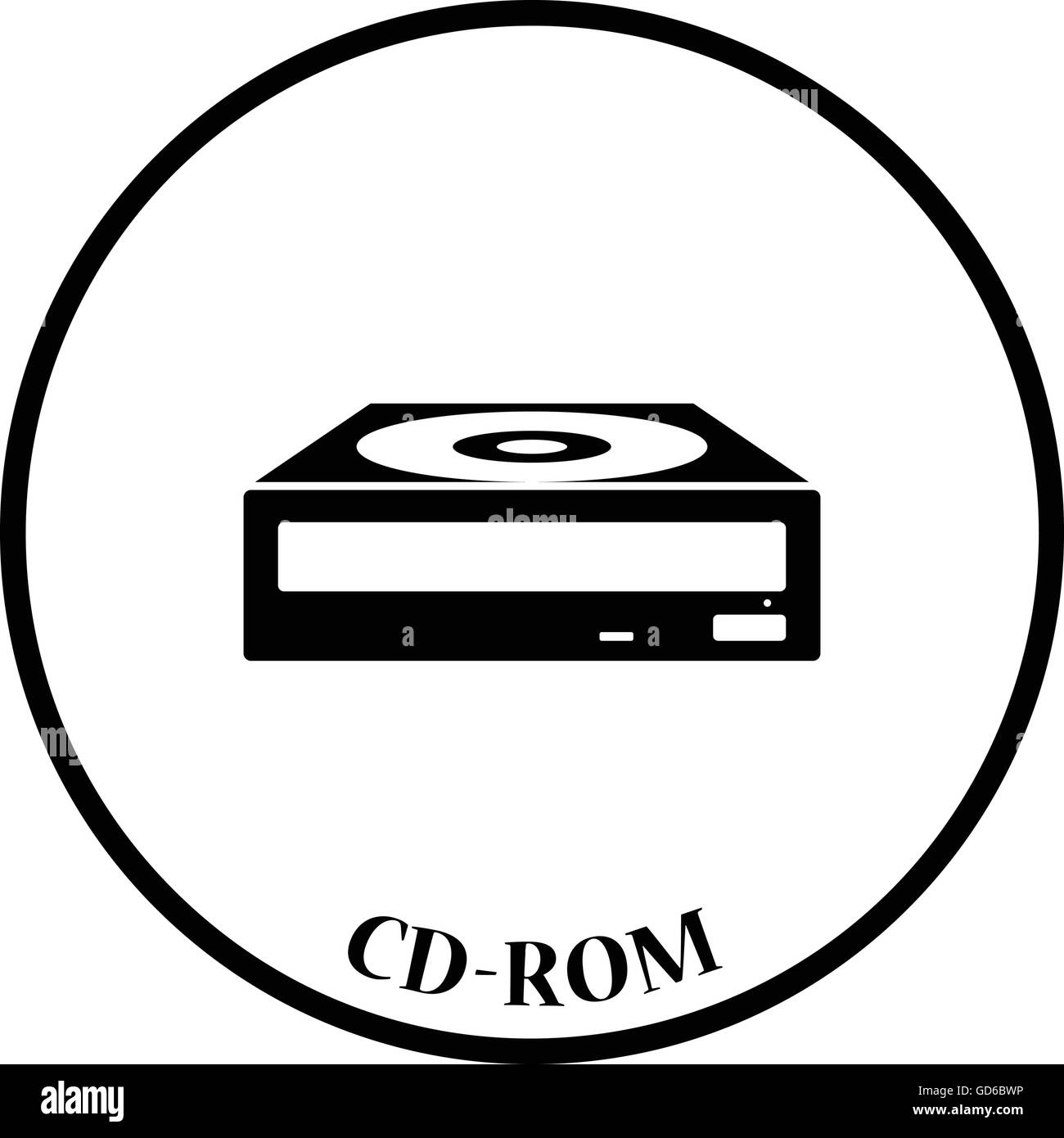 CD-ROM icon. Flat color design. Vector illustration. Thin circle design ...