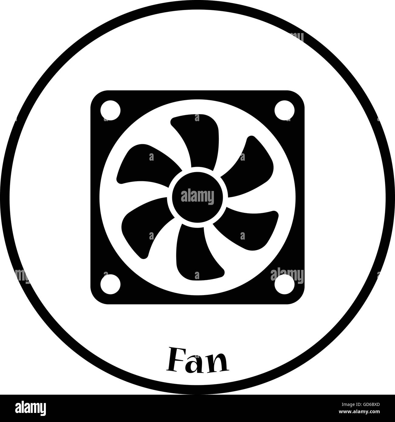 Fan icon. Flat color design. Vector illustration. Thin circle design ...