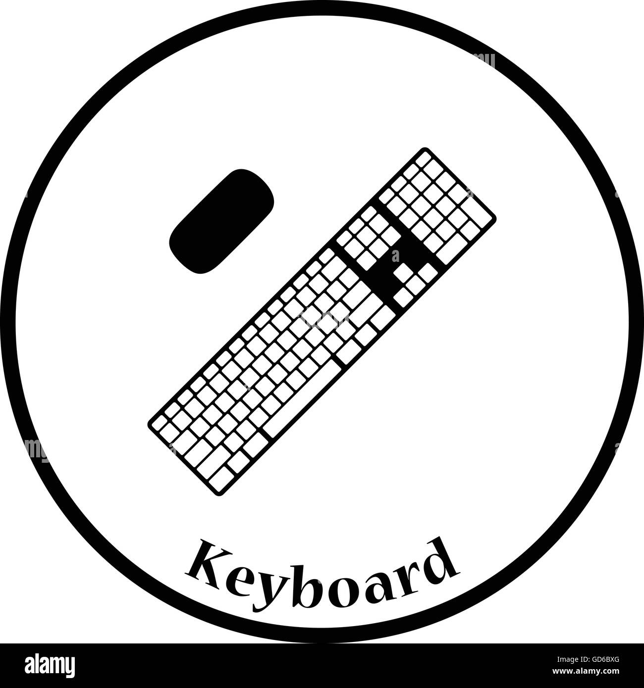 Keyboard icon. Flat color design. Vector illustration. Thin circle ...